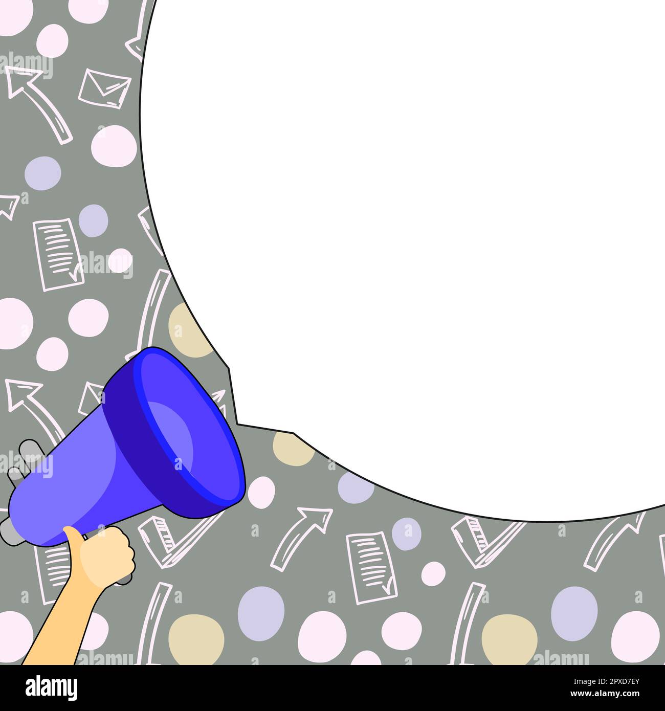 Megaphone In Hand With Dialog Balloon Showing Important Messages Stock ...