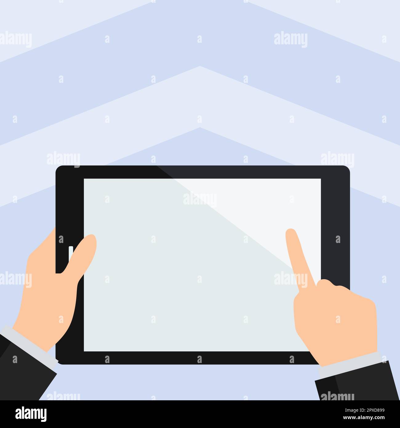 Two hands holding tablet with Important information on the screen Stock ...