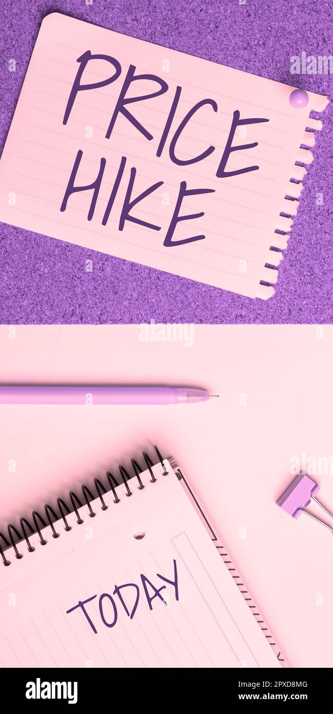 Hand writing sign Price Hike, Conceptual photo sum of values that ...