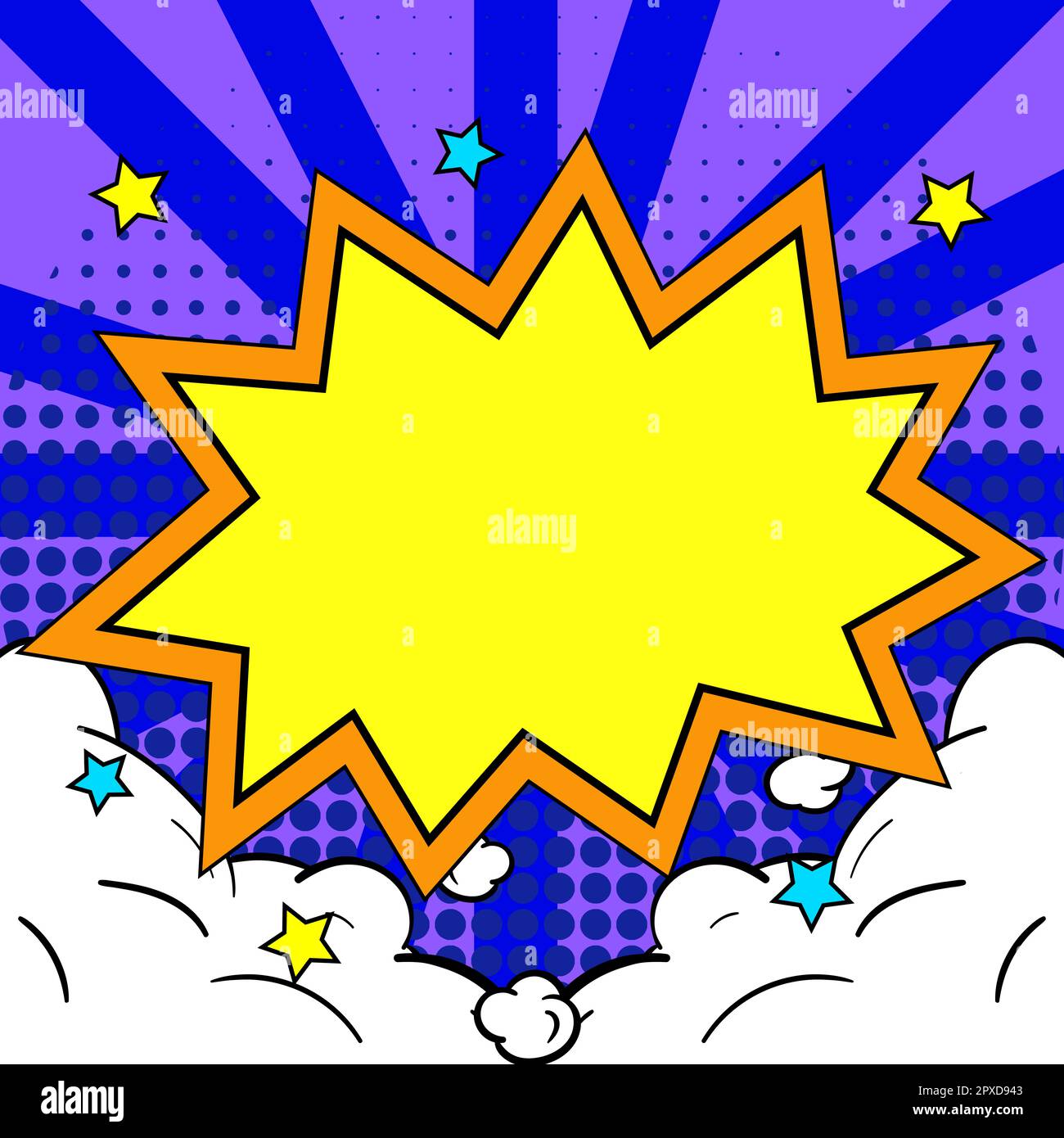 Comic Speech Bubble With Copy Space And Doodles. Empty Explosion ...