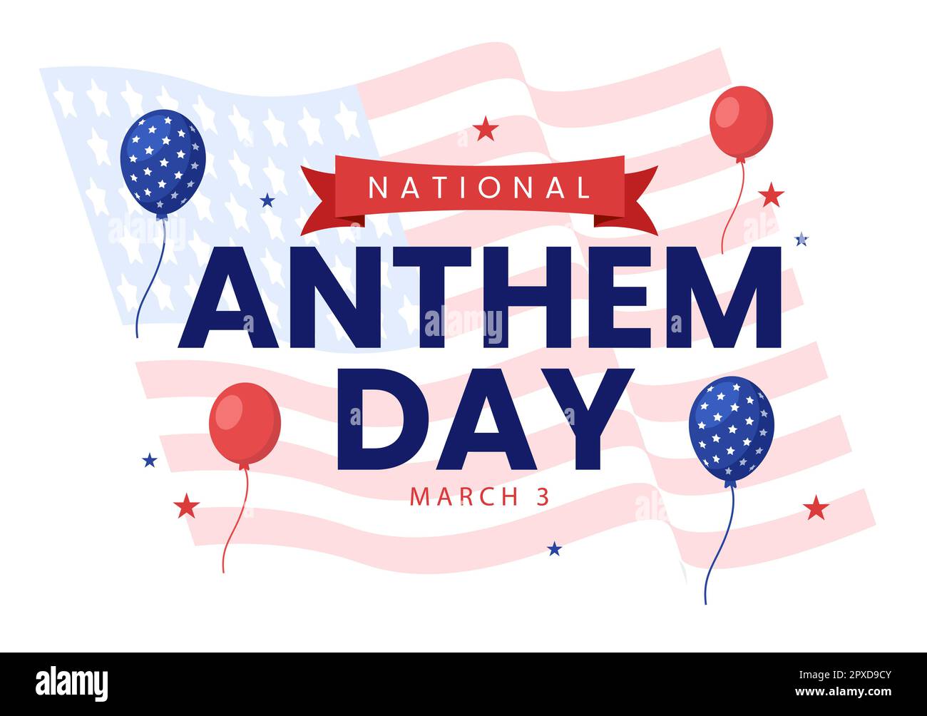 National Anthem Day on March 3 Illustration with United States of ...
