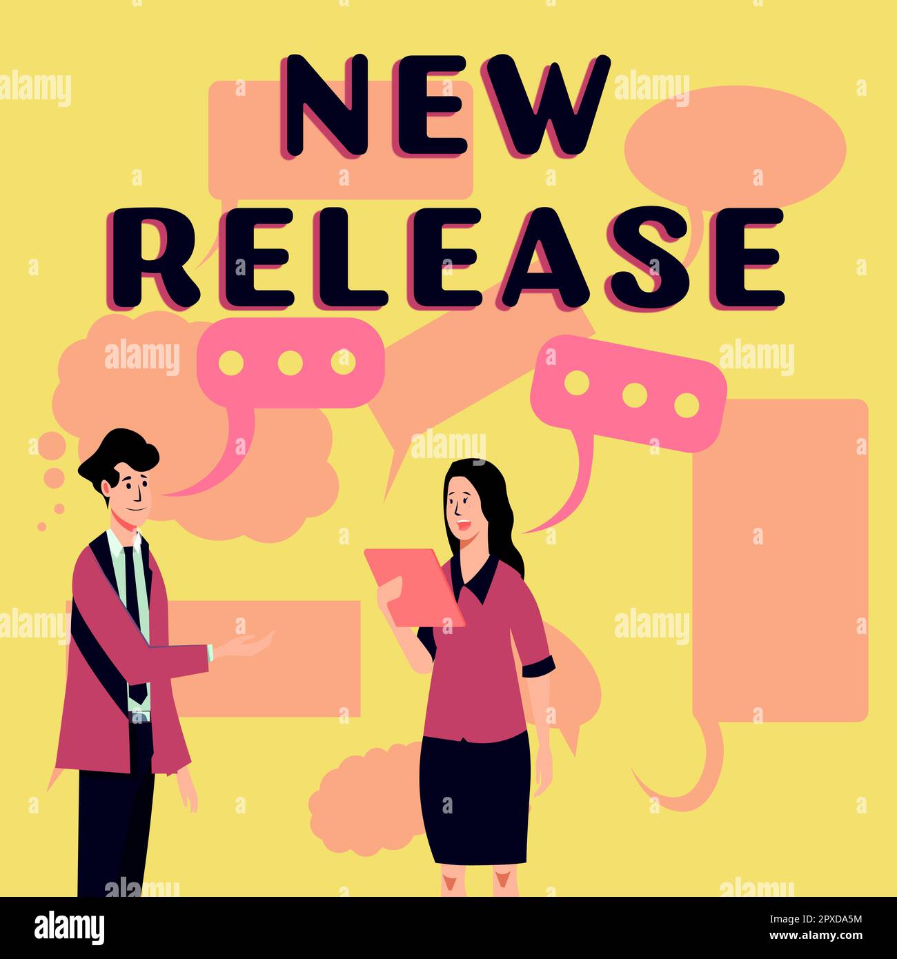 Writing displaying text New Release, Concept meaning announcing ...