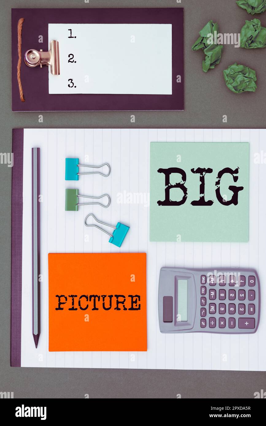 Writing displaying text Big Picture, Concept meaning most important ...
