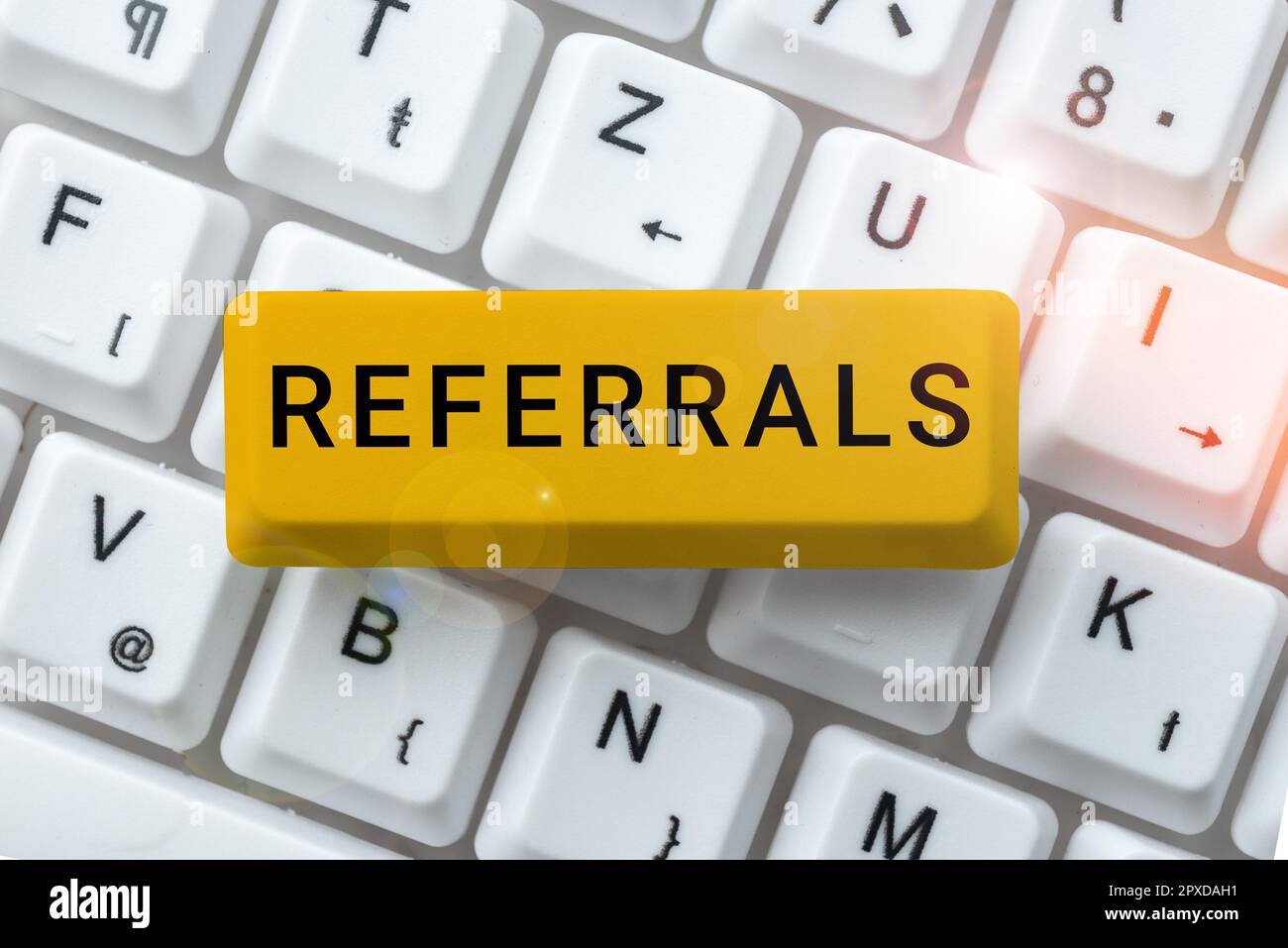 Writing displaying text Referrals, Internet Concept Act of referring ...