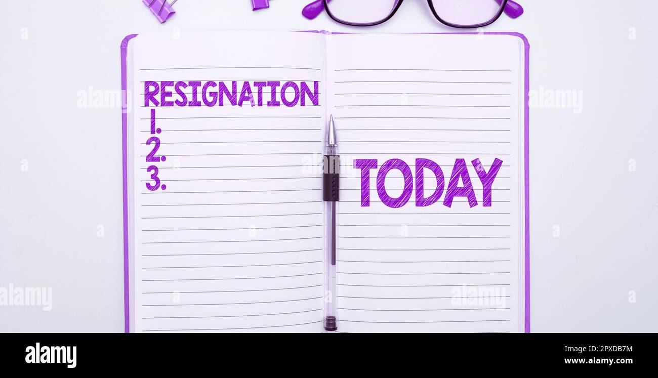 Inspiration showing sign Resignation, Word Written on act of giving up ...