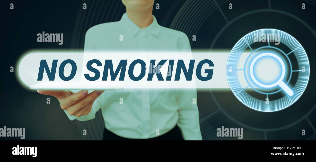 Writing displaying text No Smoking, Word for using tobacco is forbiden ...