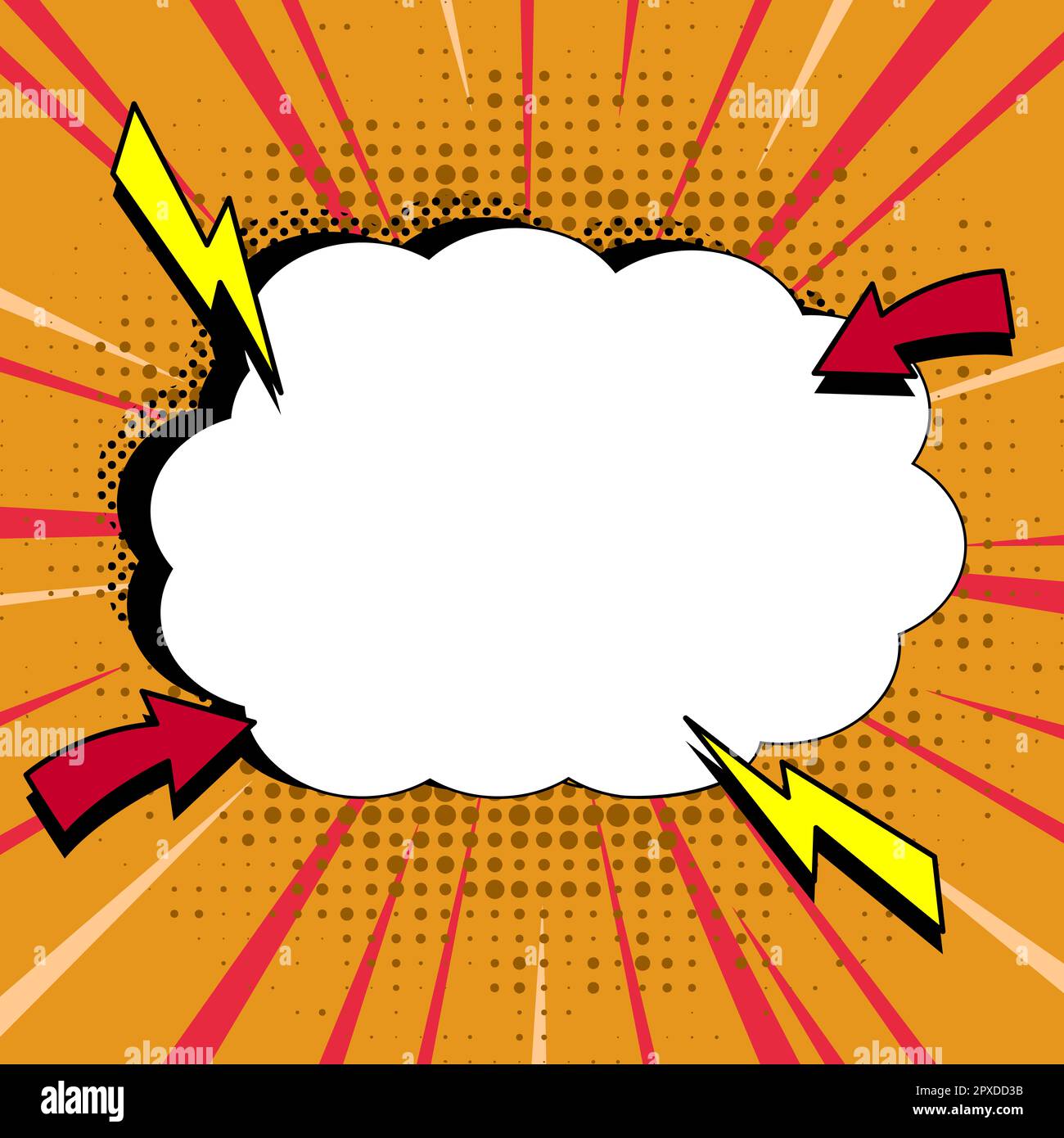 Comic Speech Bubble With Copy Space And Doodles. Empty Explosion ...