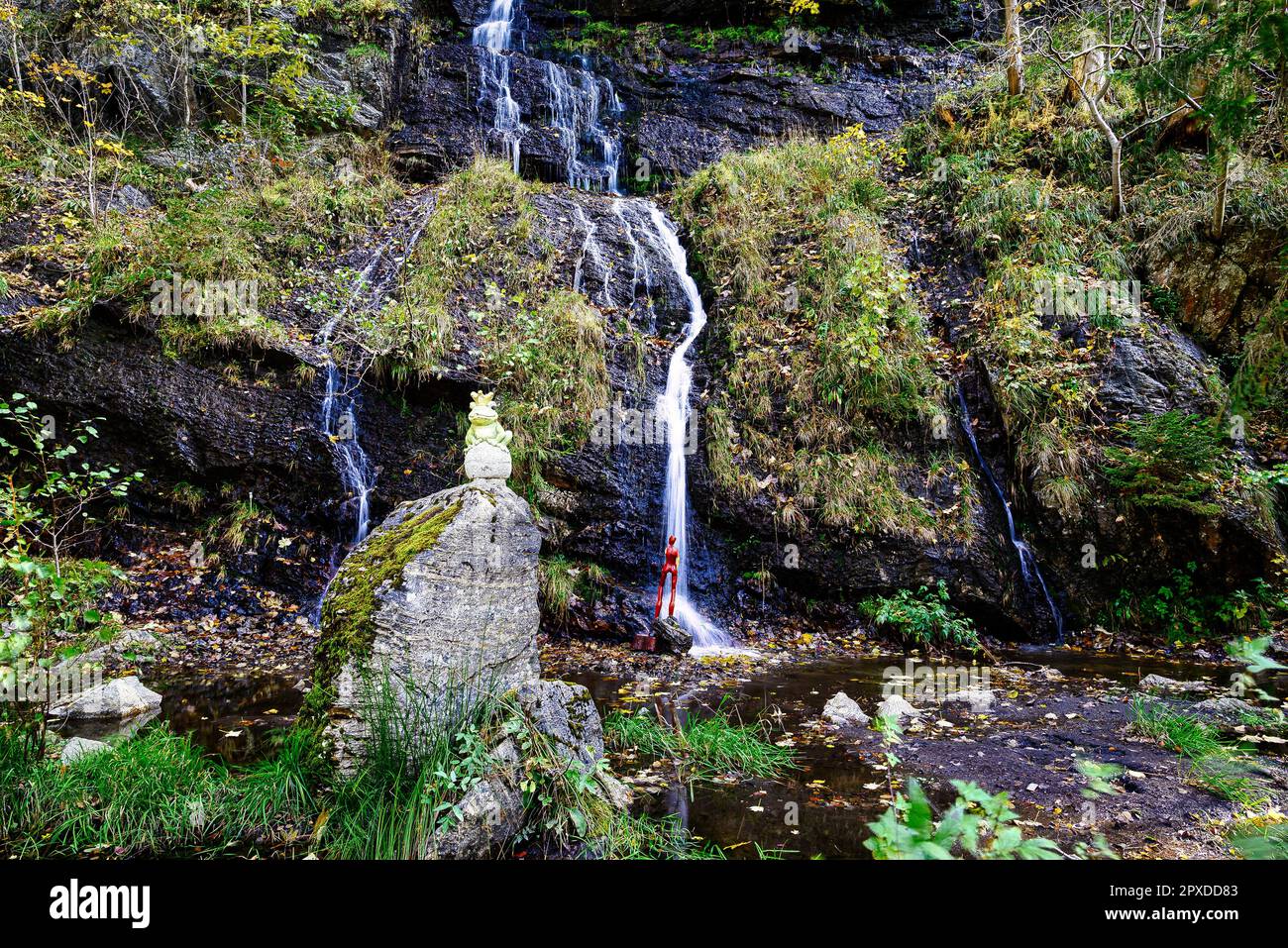 The 64-meter high Romkerhall waterfall is the highest waterfall in the ...