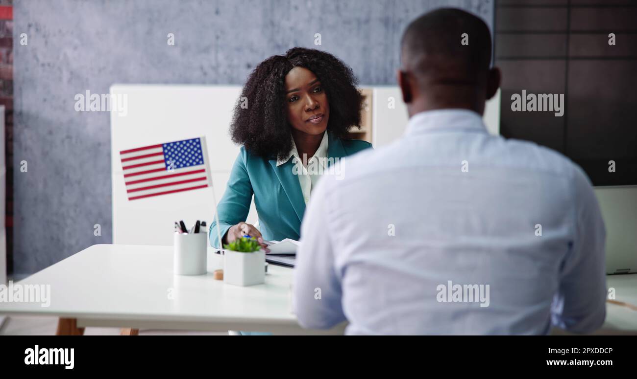 US Immigration Application And Consular Visa Interview Stock Photo - Alamy