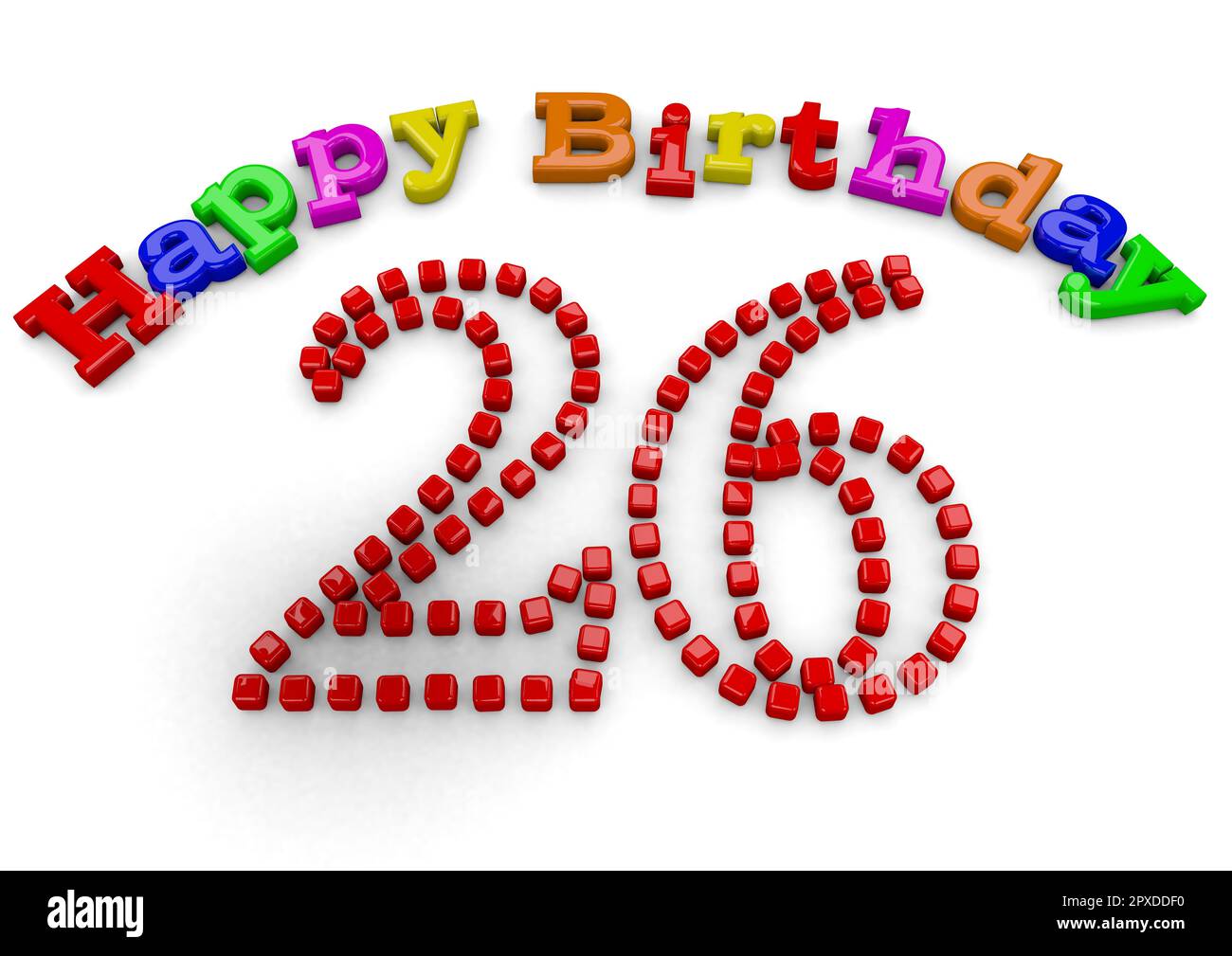 A 3D Rendering with lettering Happy Birthday and a big red number Stock ...