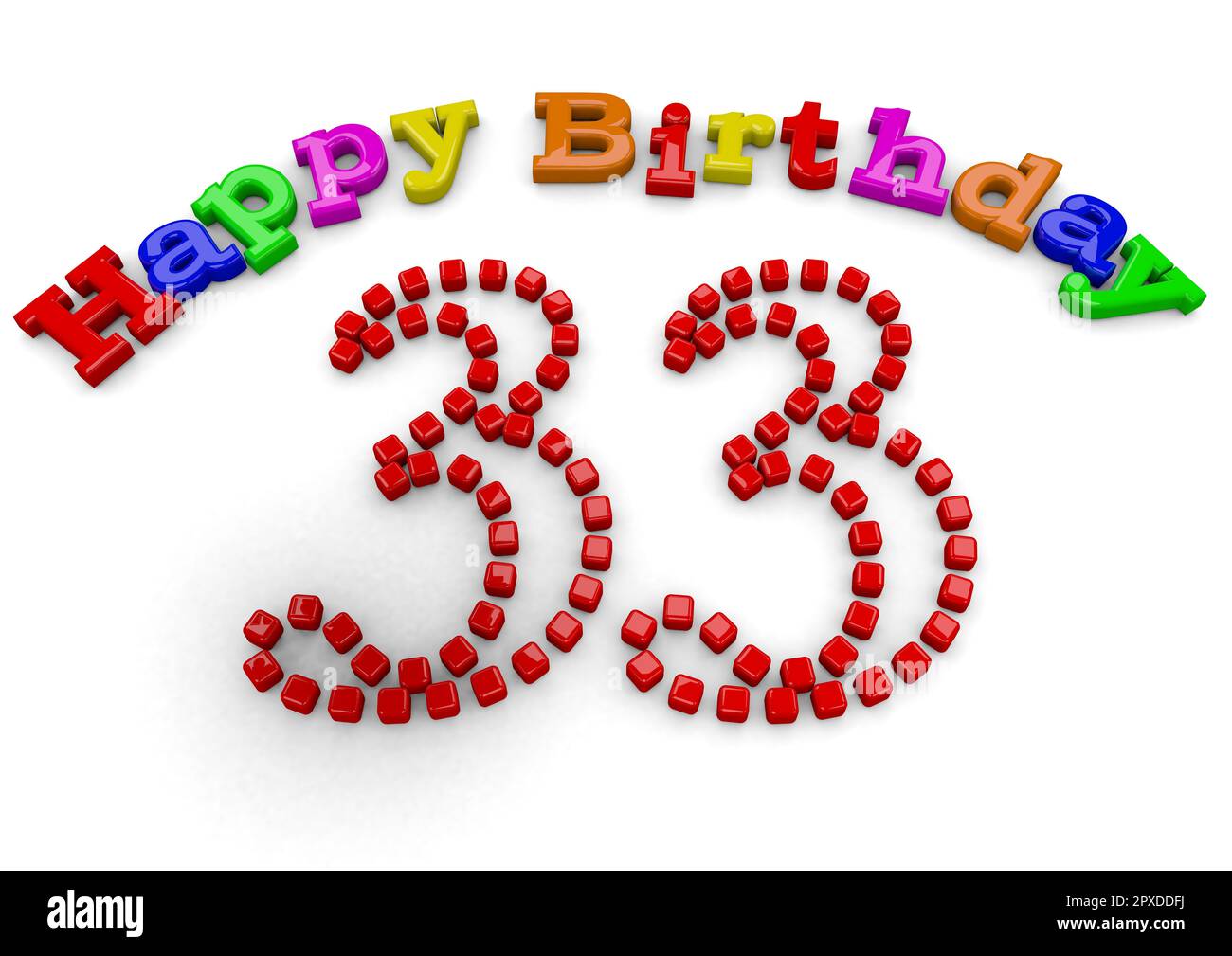 A 3D Rendering with lettering Happy Birthday and a big red number Stock ...