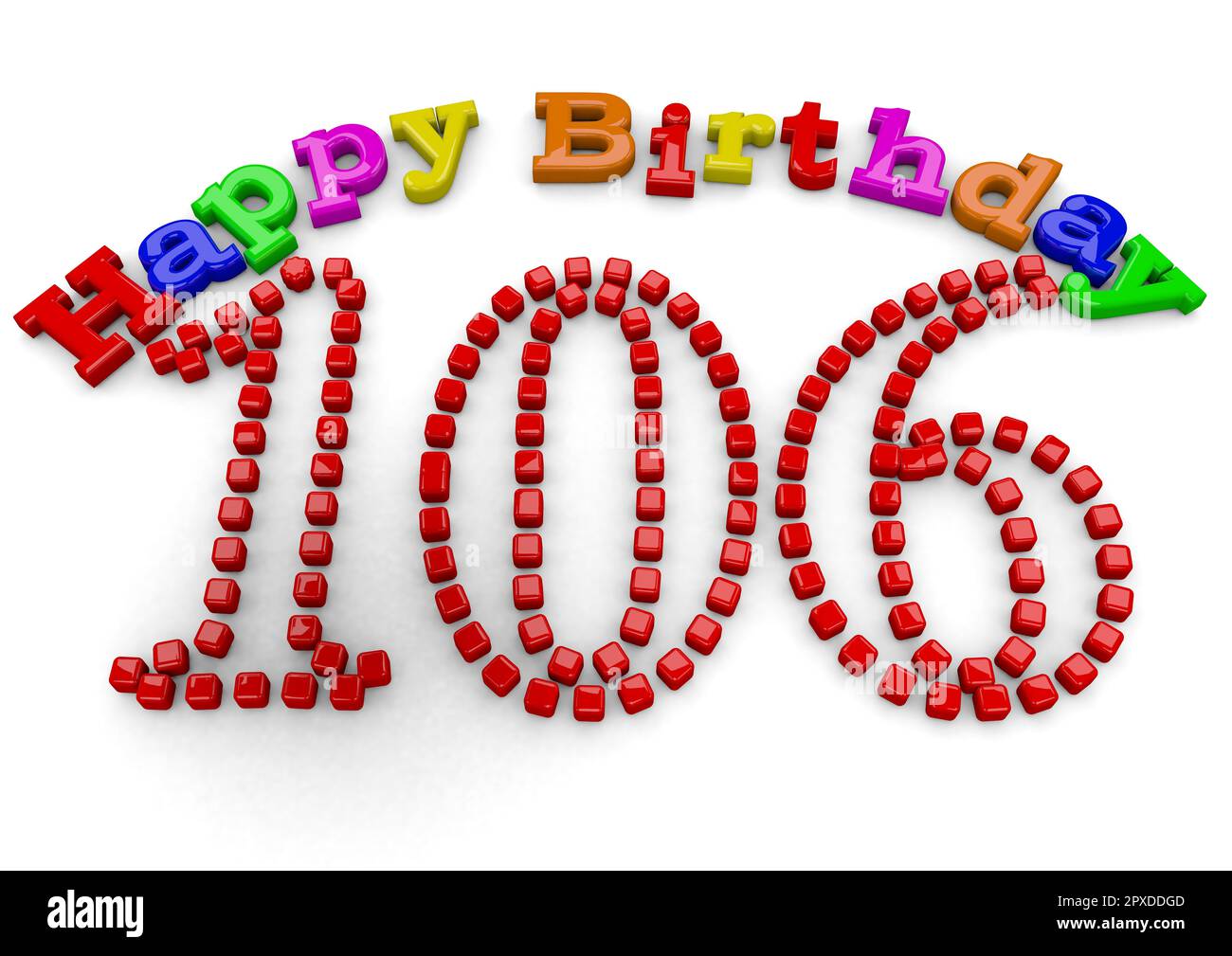A 3D Rendering with lettering Happy Birthday and a big red number Stock ...