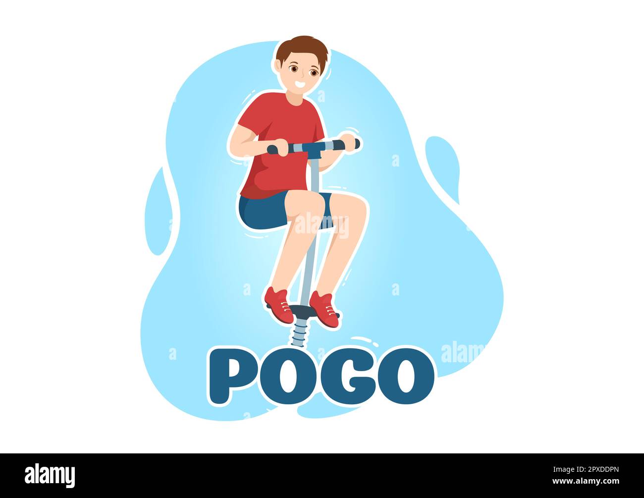 People Playing With Sport Jump Pogo Stick Illustration for Web Banner ...