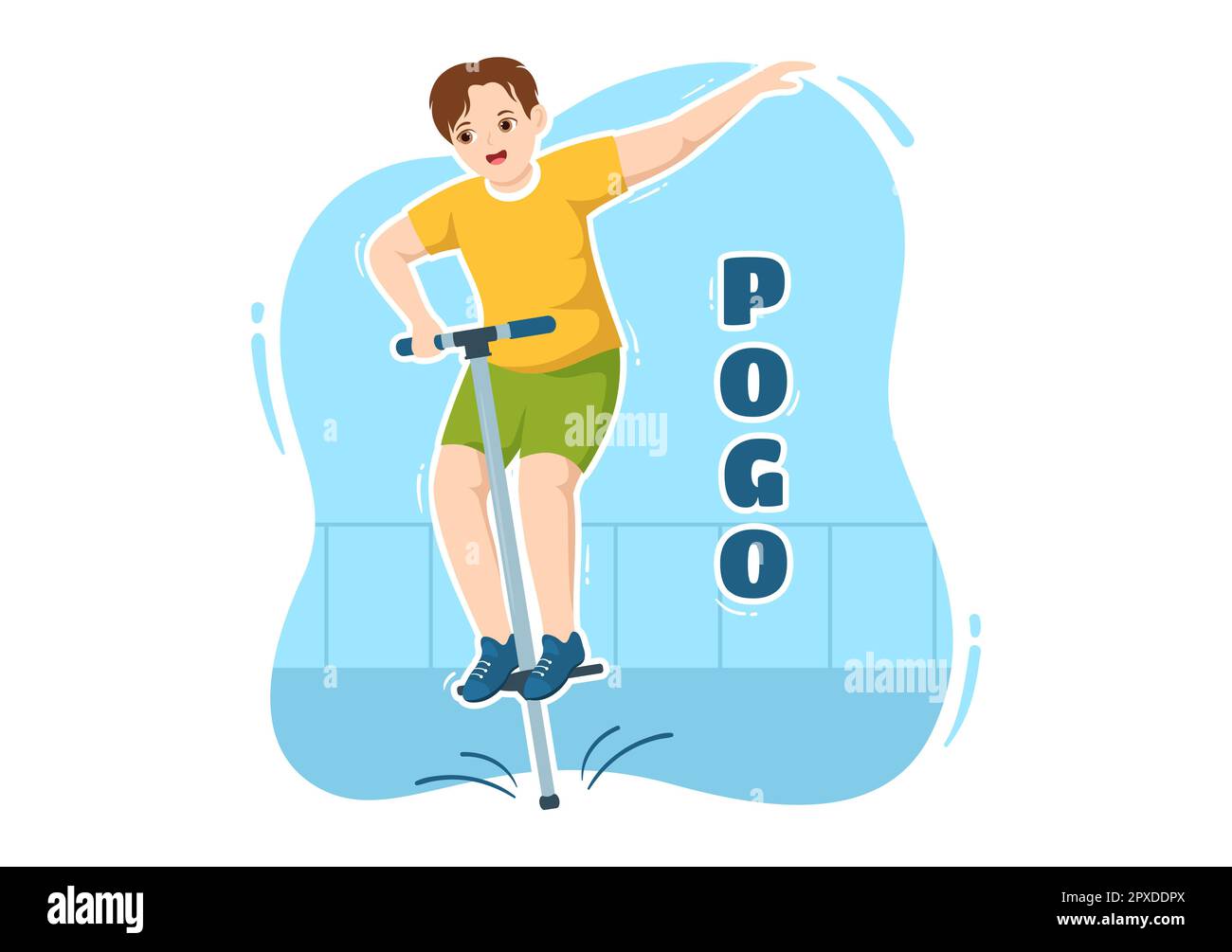 People Playing With Sport Jump Pogo Stick Illustration for Web Banner ...