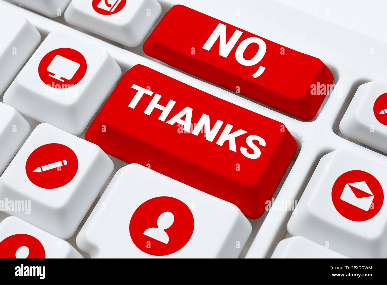 Hand writing sign No, Thanks, Conceptual photo Answering question using ...