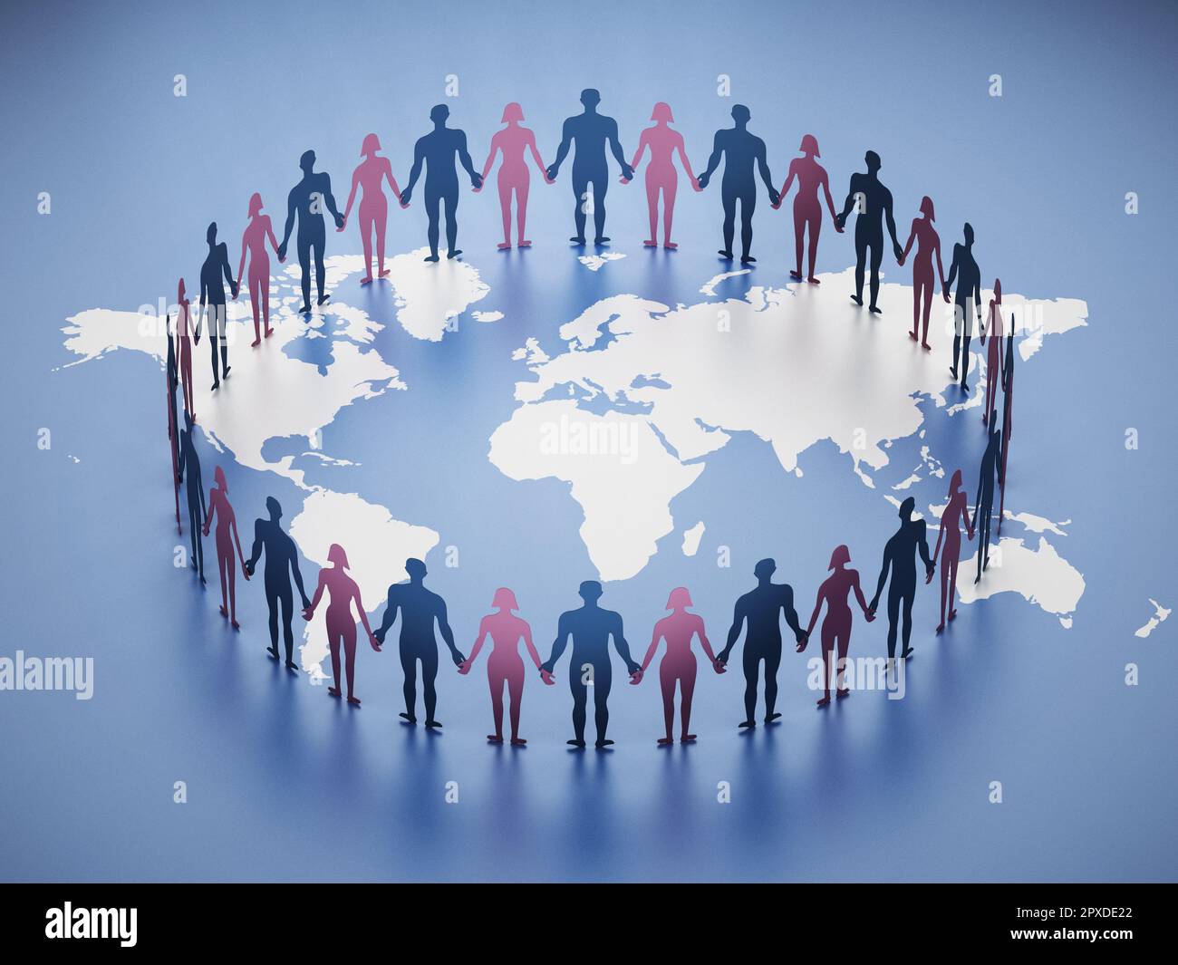 People holding hands around the world. 3D illustration Stock Photo - Alamy