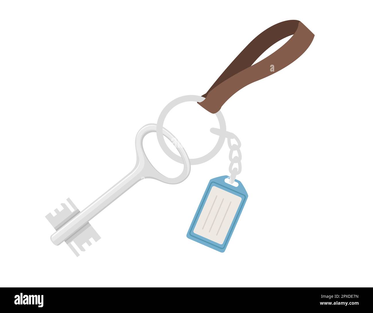 Home keychain with key and tag vector illustration isolated on white ...