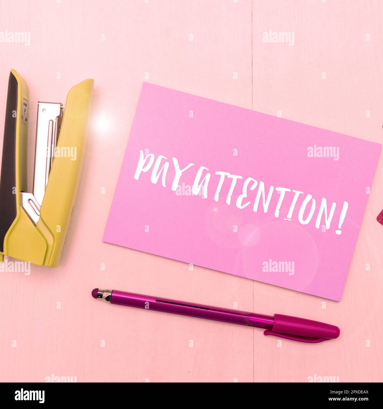 Conceptual caption Pay Attention, Business overview take notice of ...