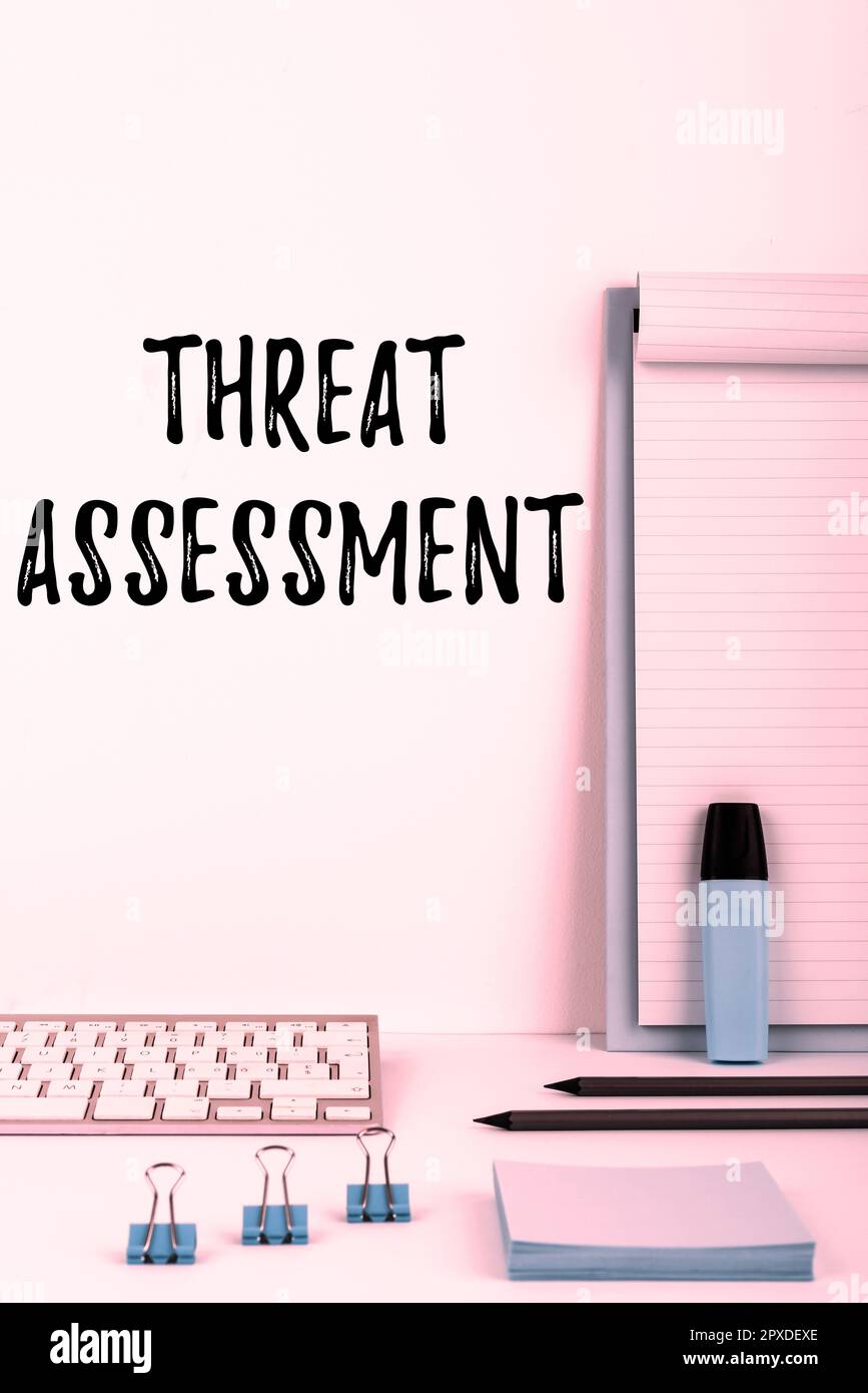 Sign displaying Threat Assessment, Word Written on determining the ...