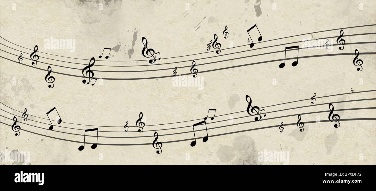 retro music background with sound music notes on retro old texture ...