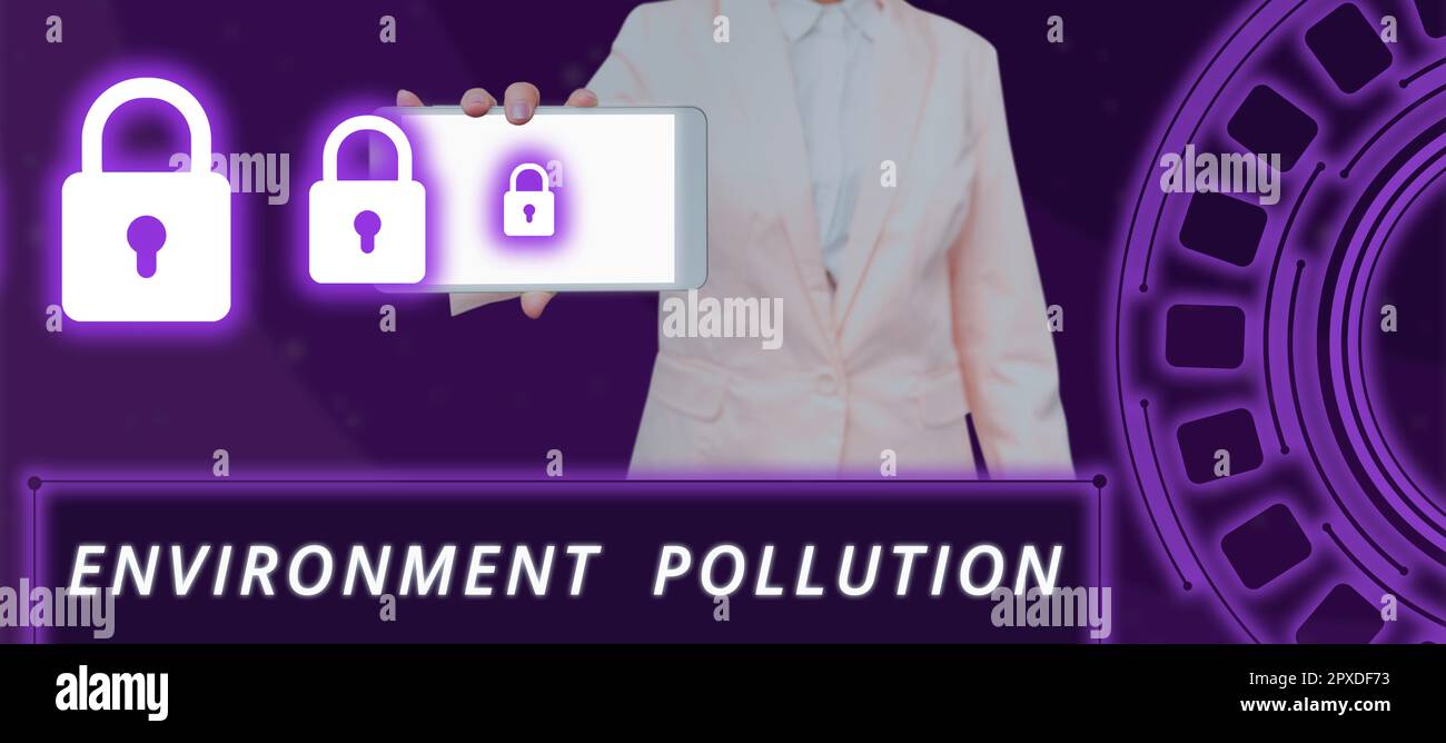 Sign displaying Environment Pollution, Word for observing and studying ...