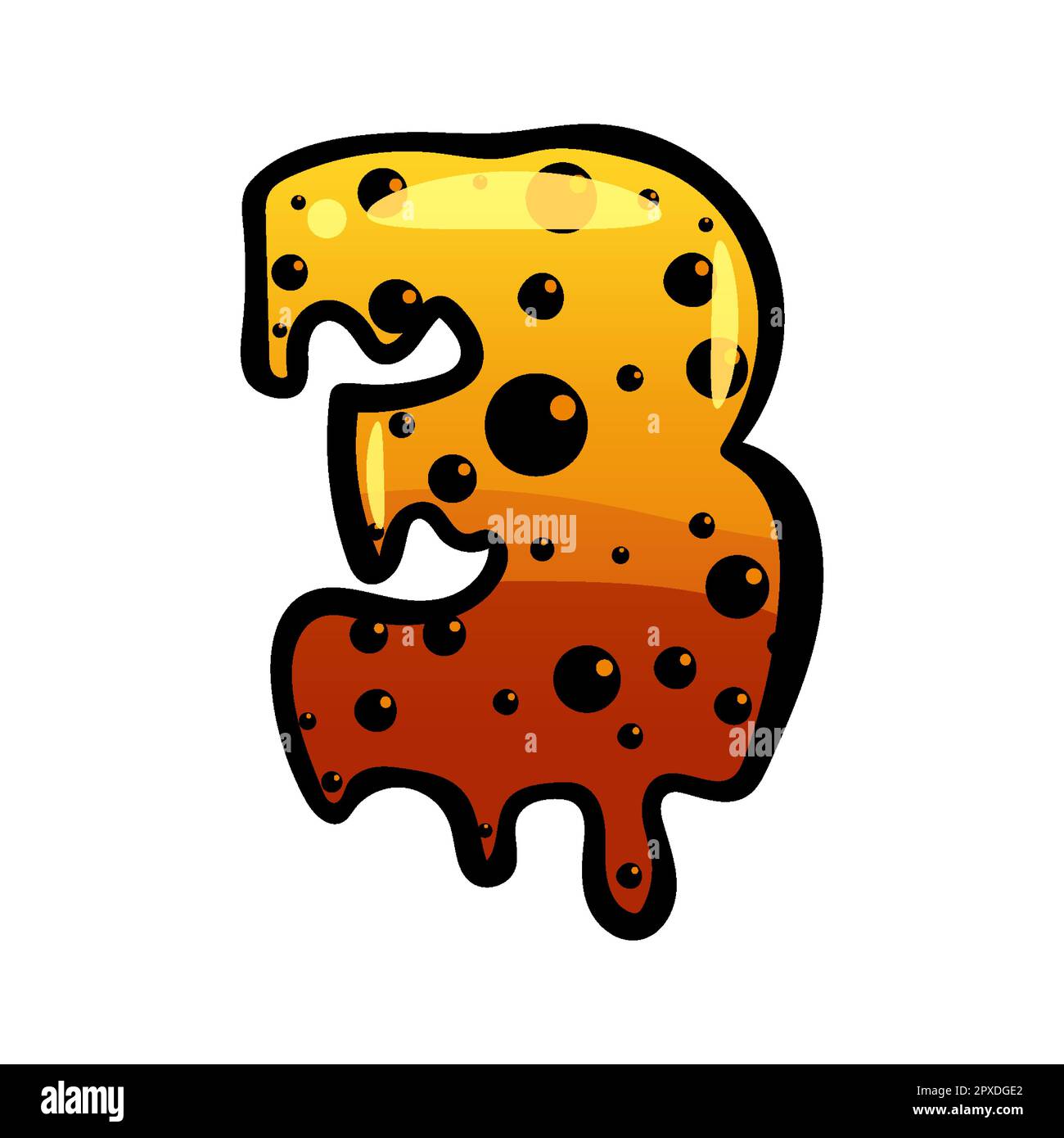 Halloween font number 3 latin alphabet. Orange bubbling colorful spooky ...