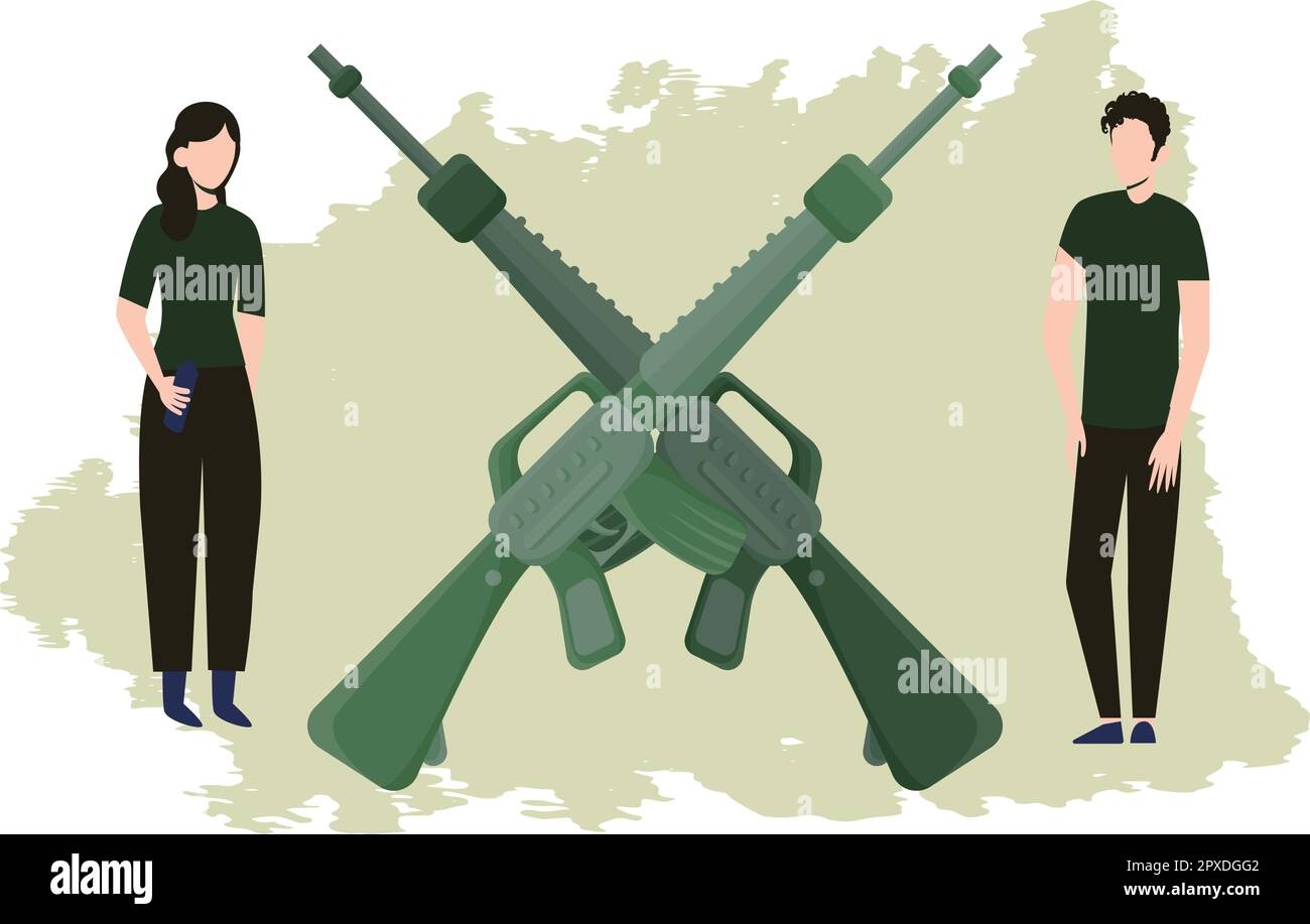 Boy and girl looking at gun Stock Vector Image & Art - Alamy