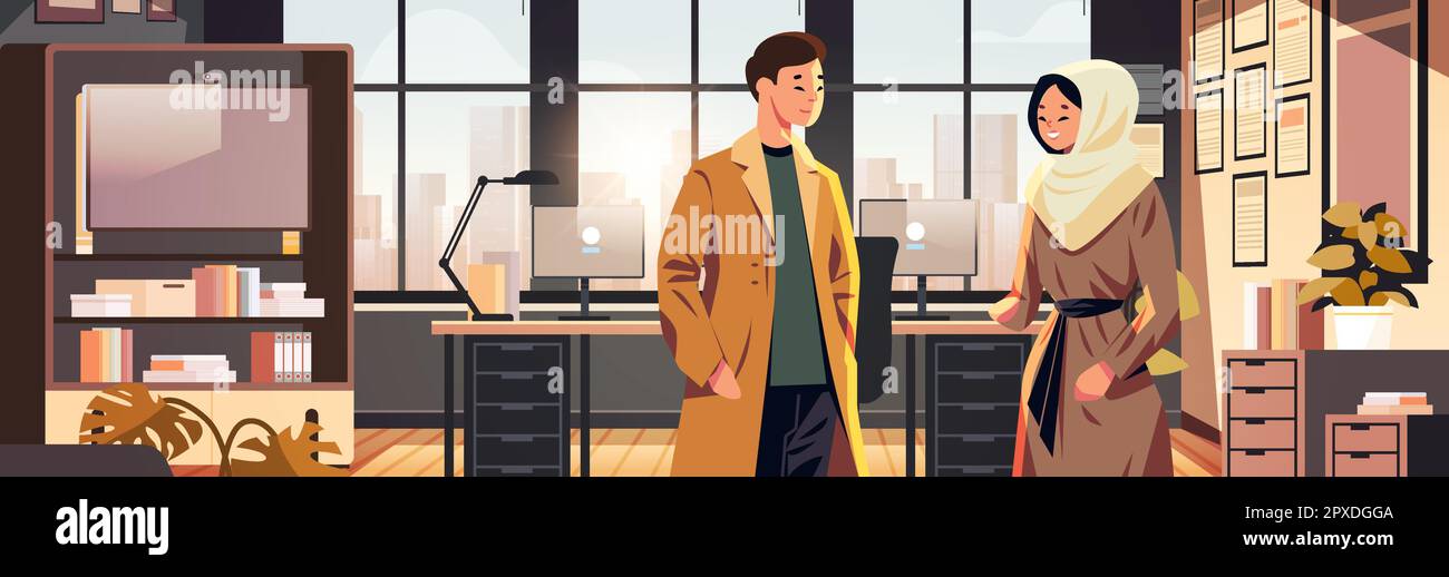 businesspeople discussing during meeting in creative open space ...