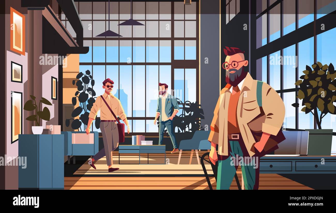 businesspeople working together in creative open space teamwork concept ...