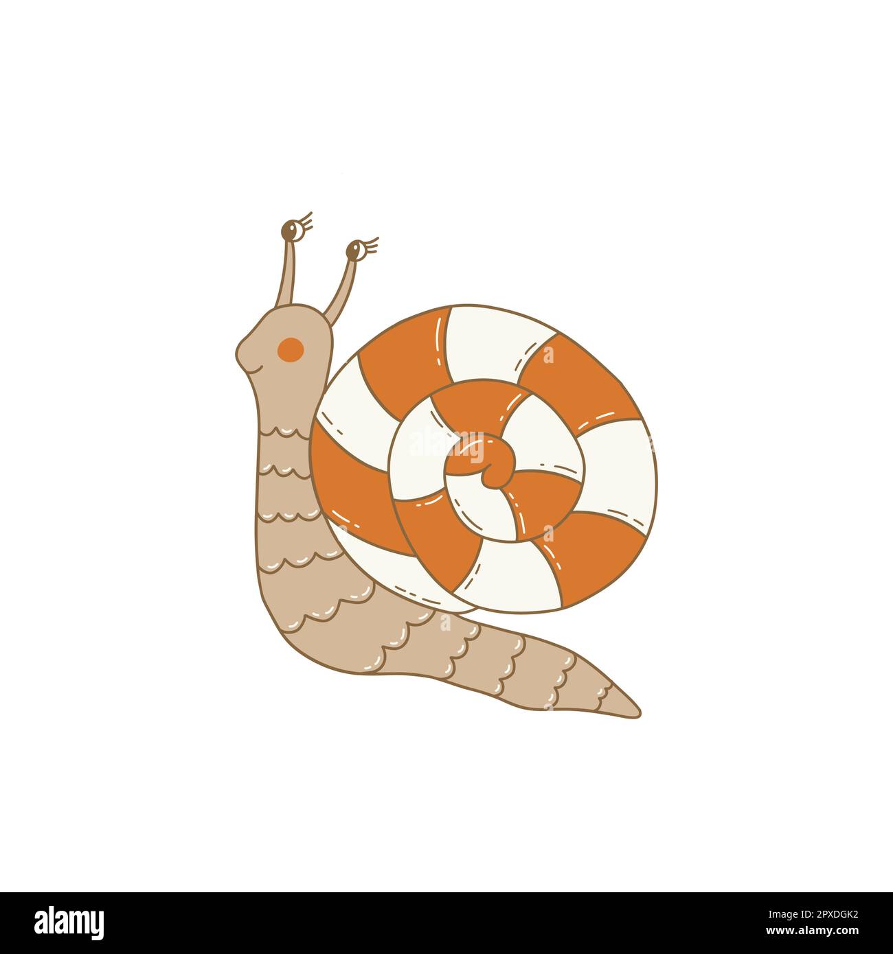Cute snail, clam with striped shell. Colorful vector isolated ...