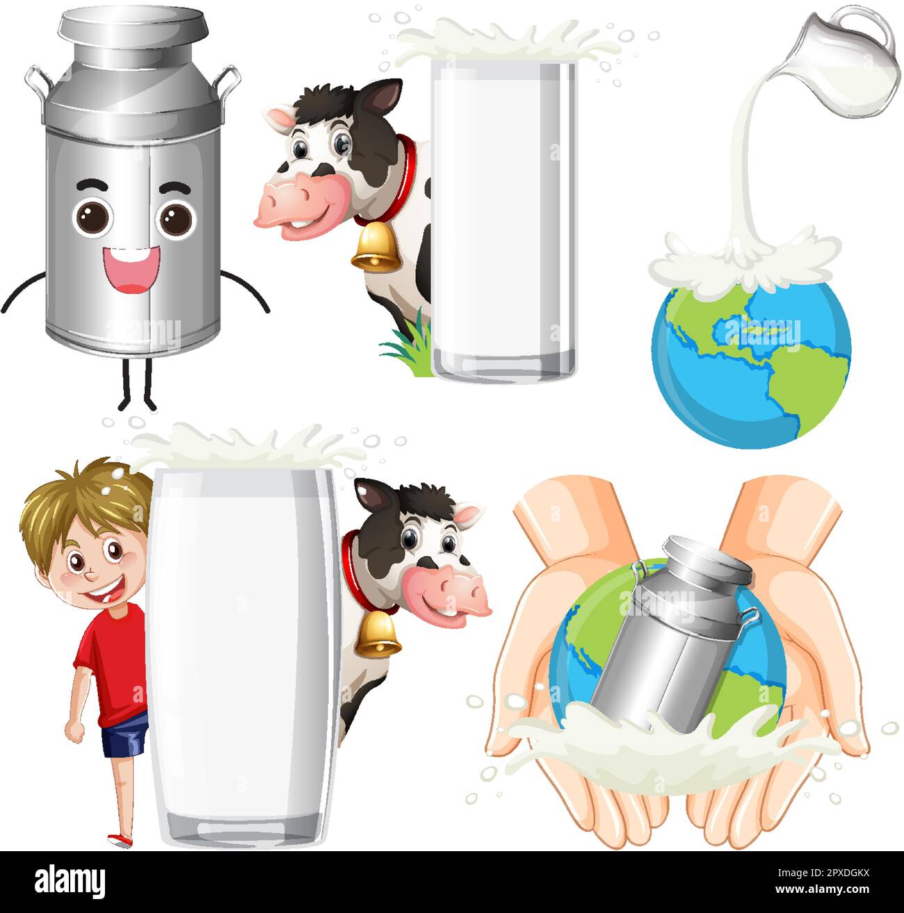 Set of mix milk dairy illustration Stock Vector Image & Art - Alamy