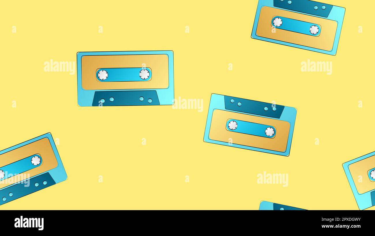 Seamless pattern of retro old hipster musical audio cassettes texture ...