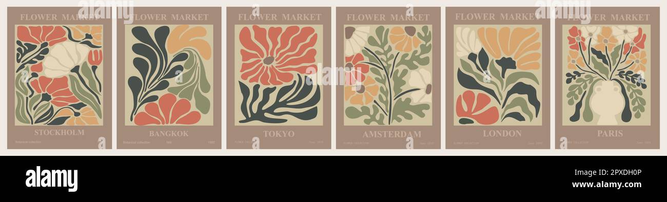 Set of abstract Flower Market posters vector art Stock Vector Image ...
