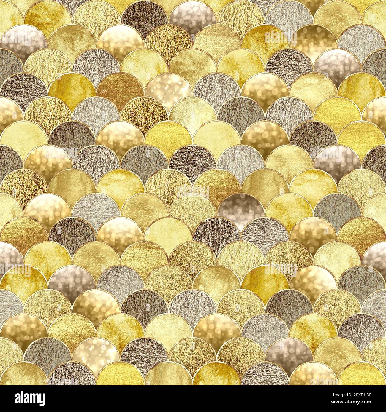 Mermaid fish scale wave japanese luxury golden glittering seamless ...