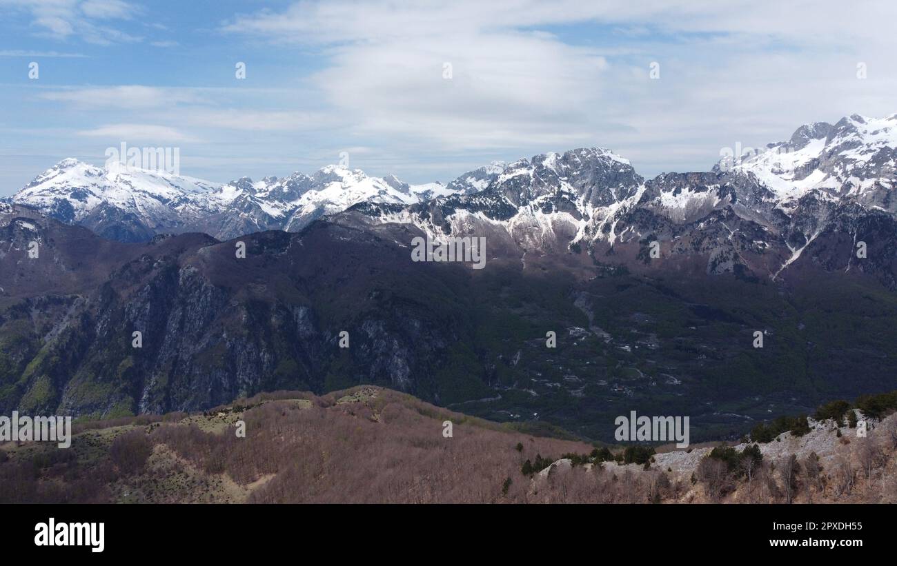 Panorama looking down over the green Theth valley from theTheth to ...