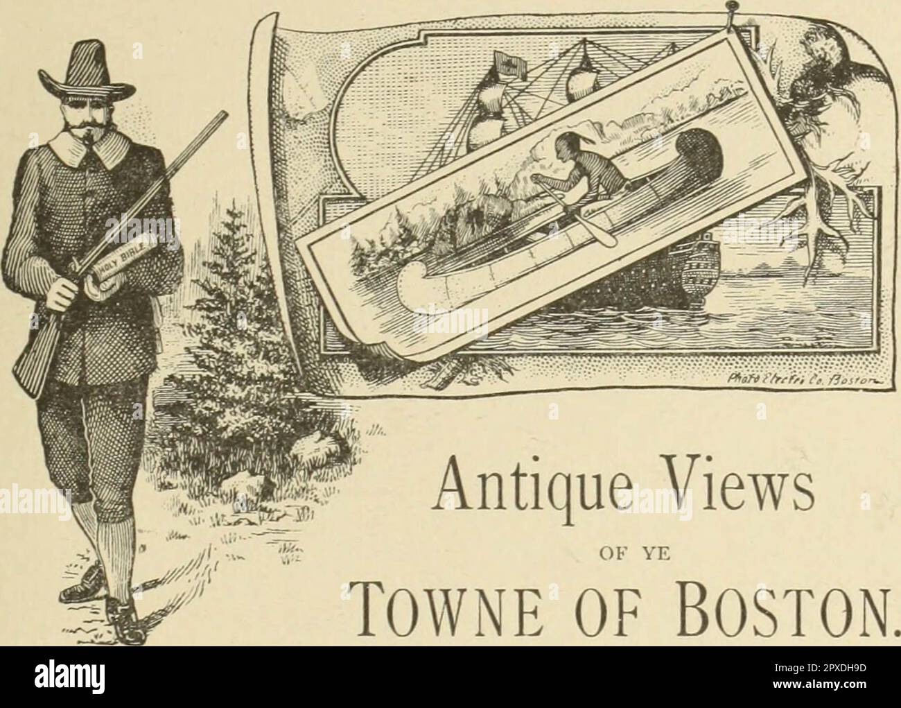 "Antique views of ye towne of Boston" (1882 Stock Photo - Alamy