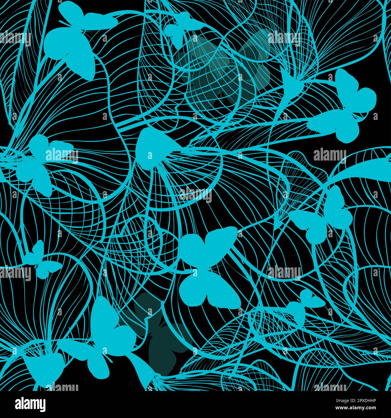 blue seamless background with butterflies. Vector illustration Stock ...