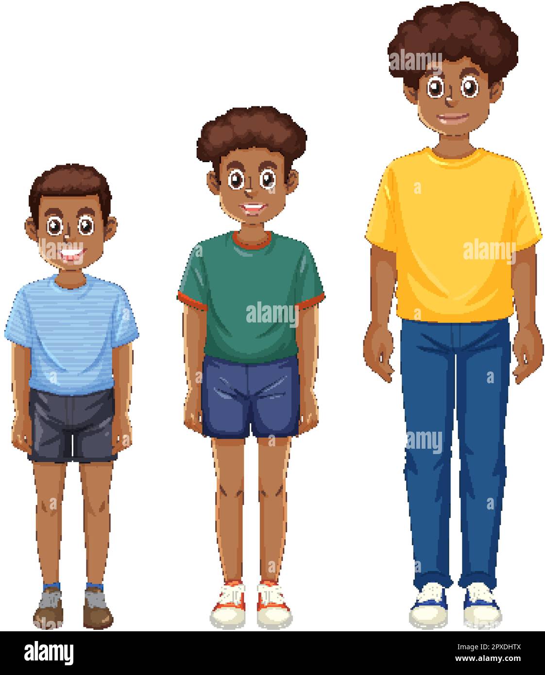 African Boys Growth and Development Vector illustration Stock Vector ...