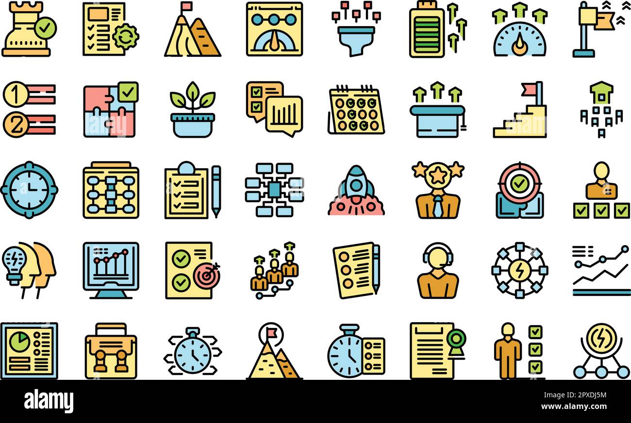 Employee efficiency icons set outline vector. Performance review. Work ...