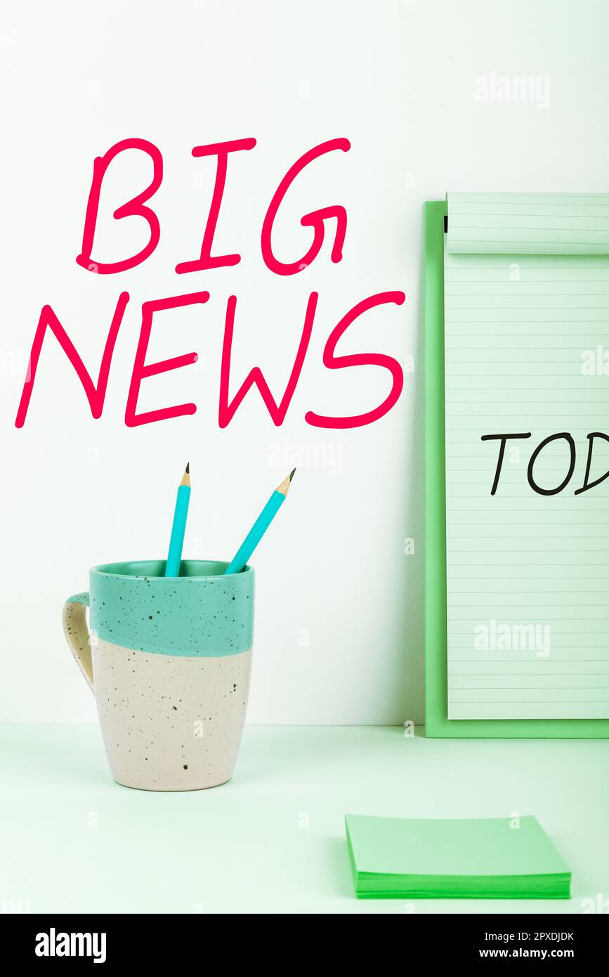 Text showing inspiration Big News, Word for knowing actions no one ...