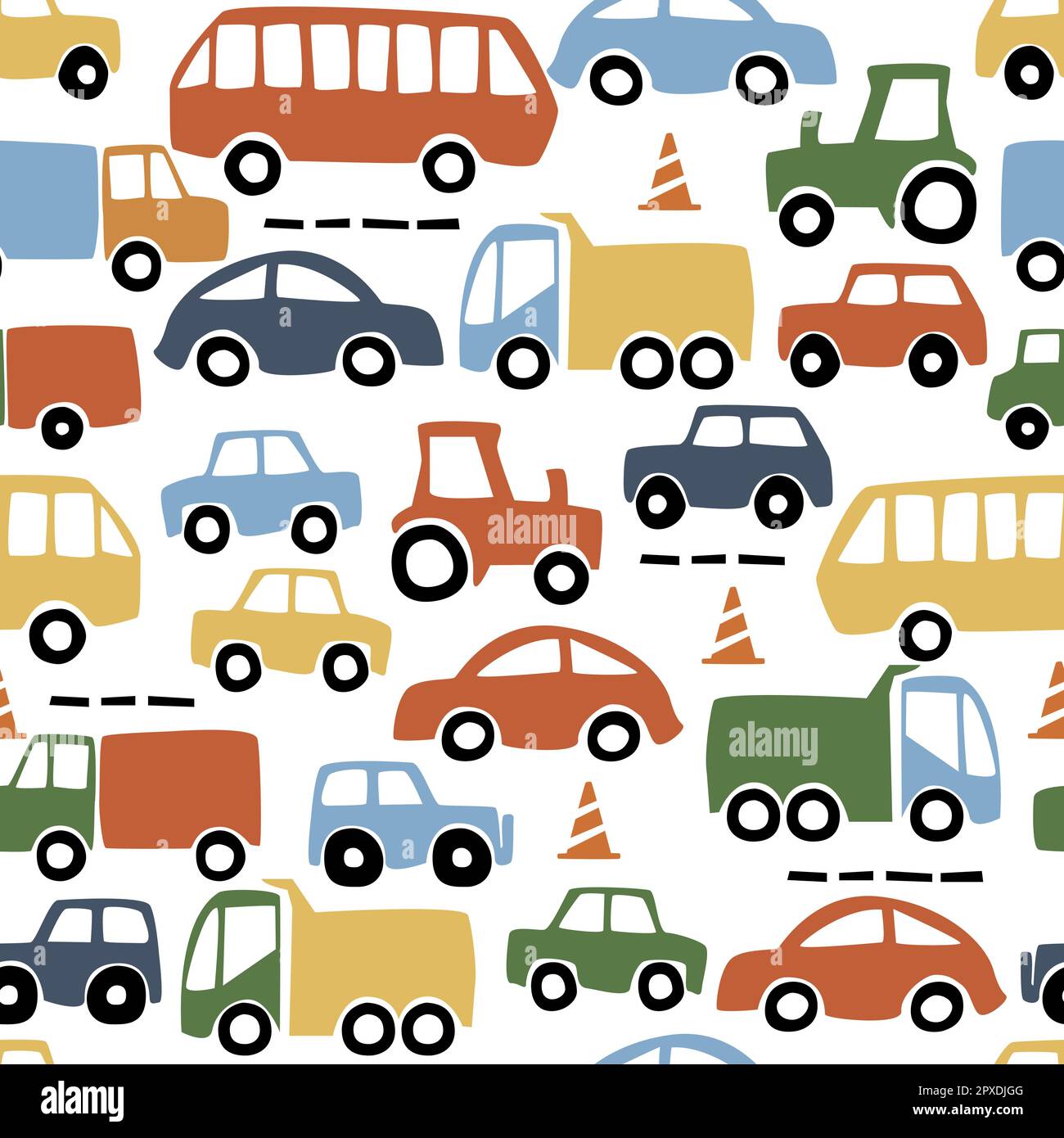 Funny print with cars drawn by children. Seamless cars pattern Stock ...