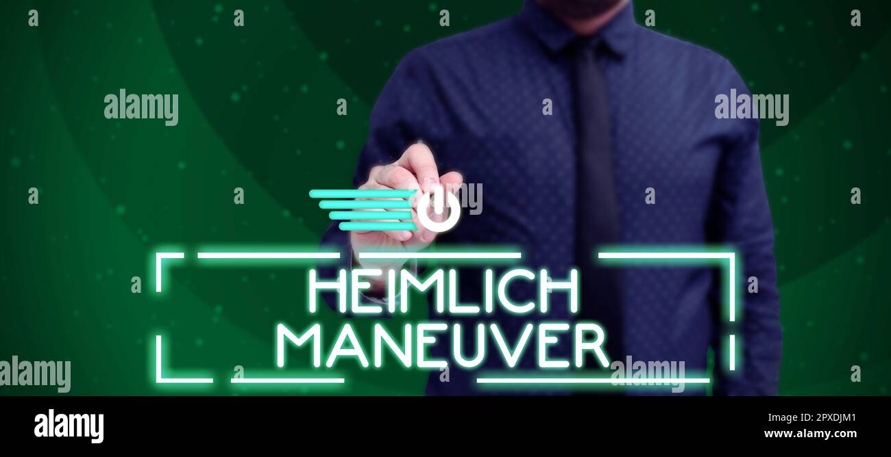 Sign displaying Heimlich Maneuver, Business showcase application of ...