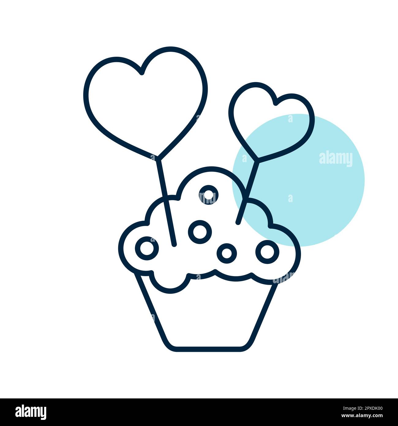 Cupcake with two hearts icon. Valentines day symbol. Vector ...