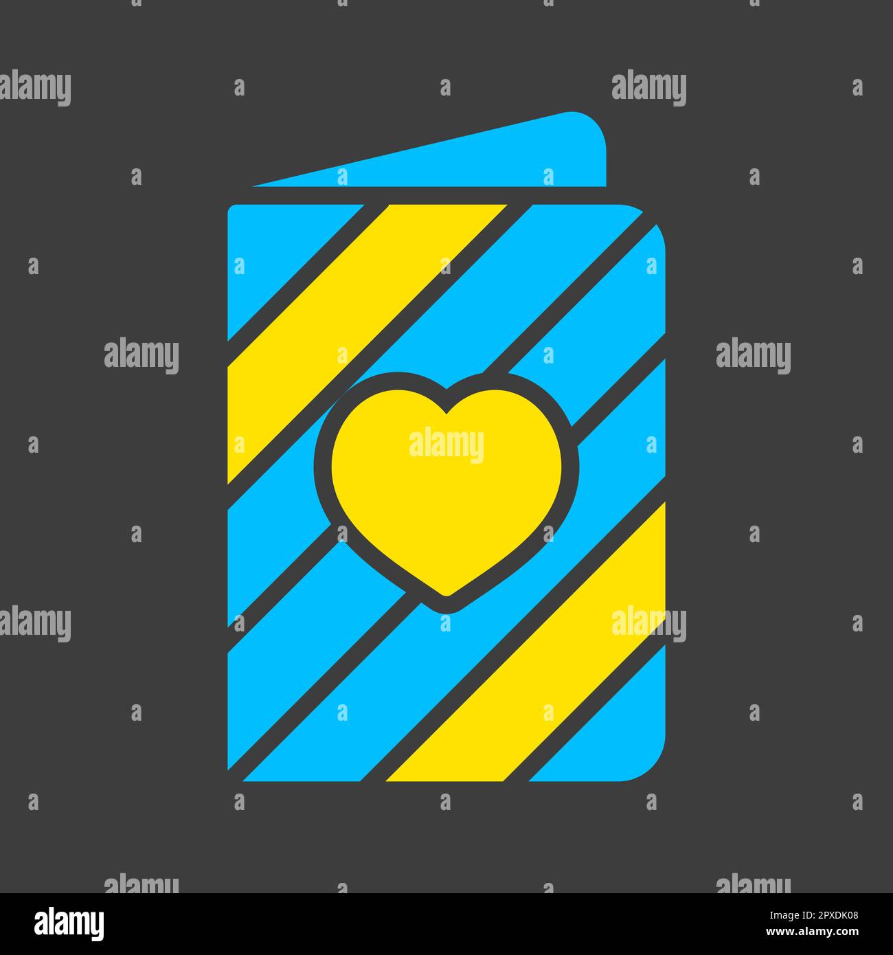 Greeting card with heart glyph on dark background icon. Valentine day ...