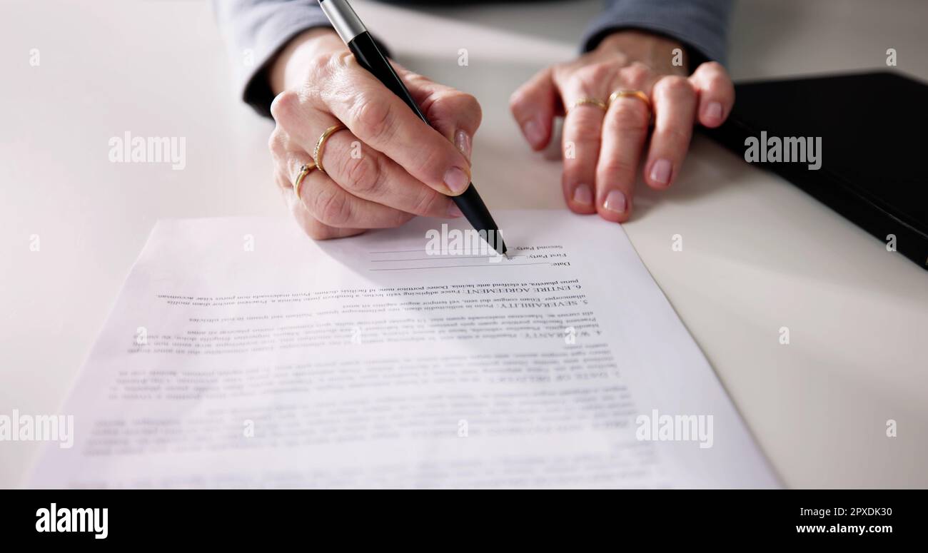 Legal Document Signature And Compliance Form Paperwork Stock Photo - Alamy