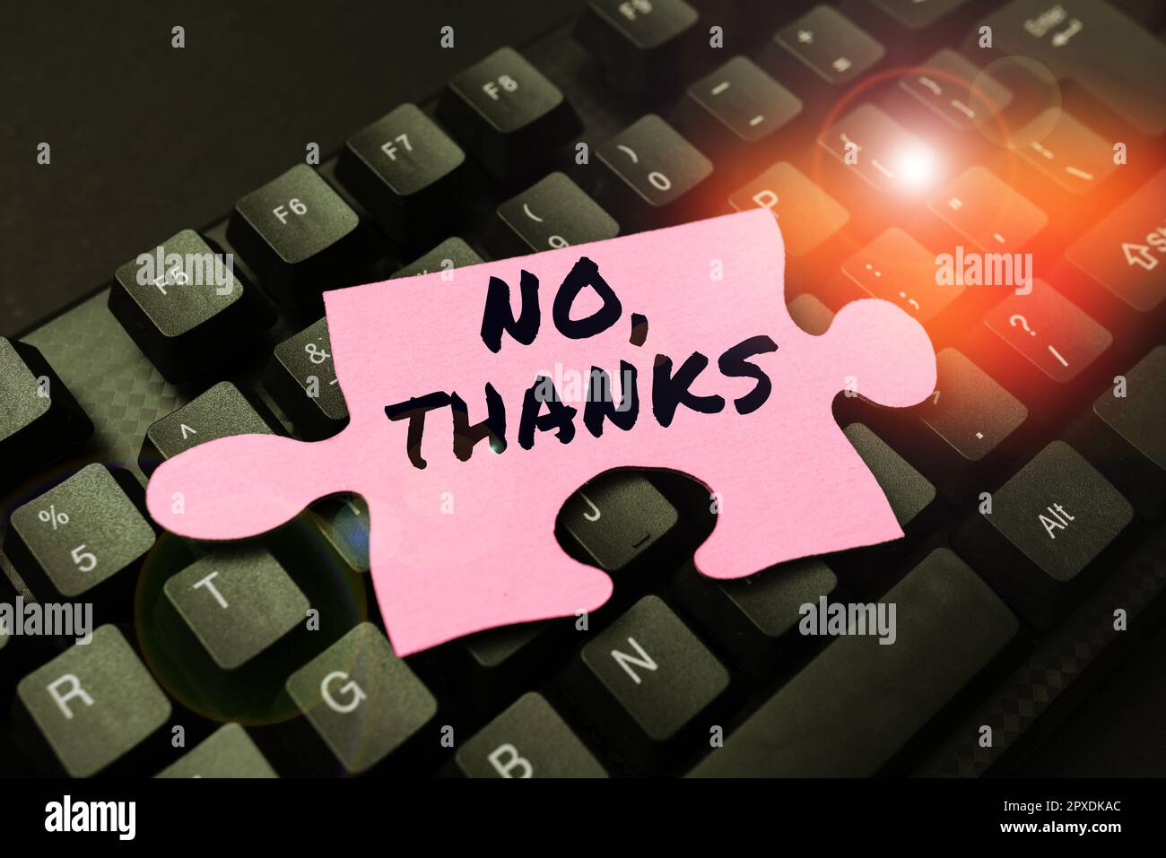 Hand writing sign No, Thanks, Business idea Answering question using ...