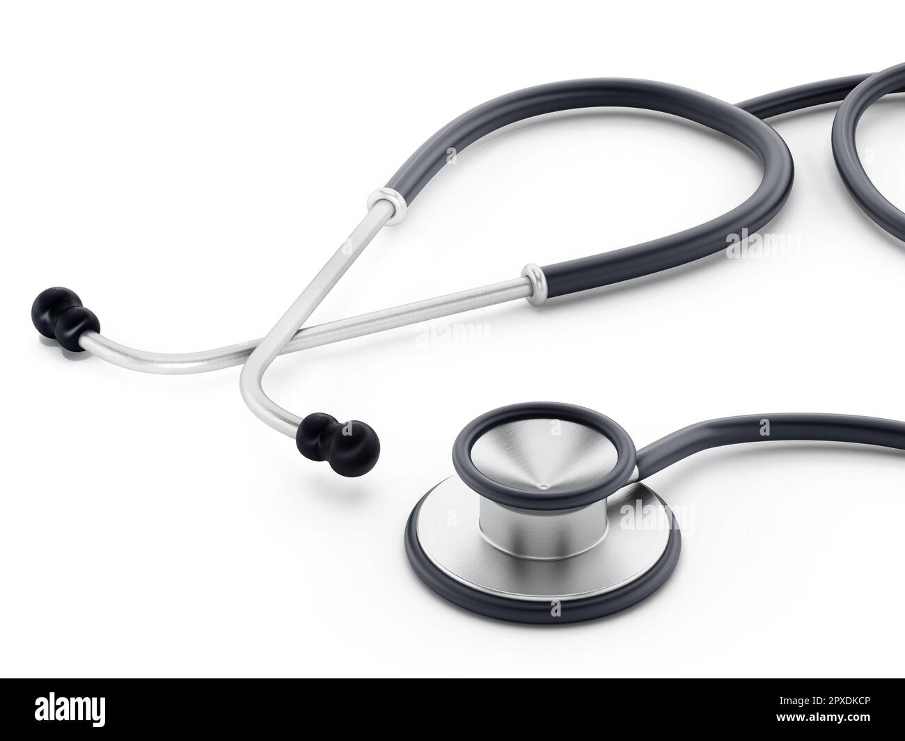 Stethoscope standing on white surface. 3D illustration Stock Photo - Alamy