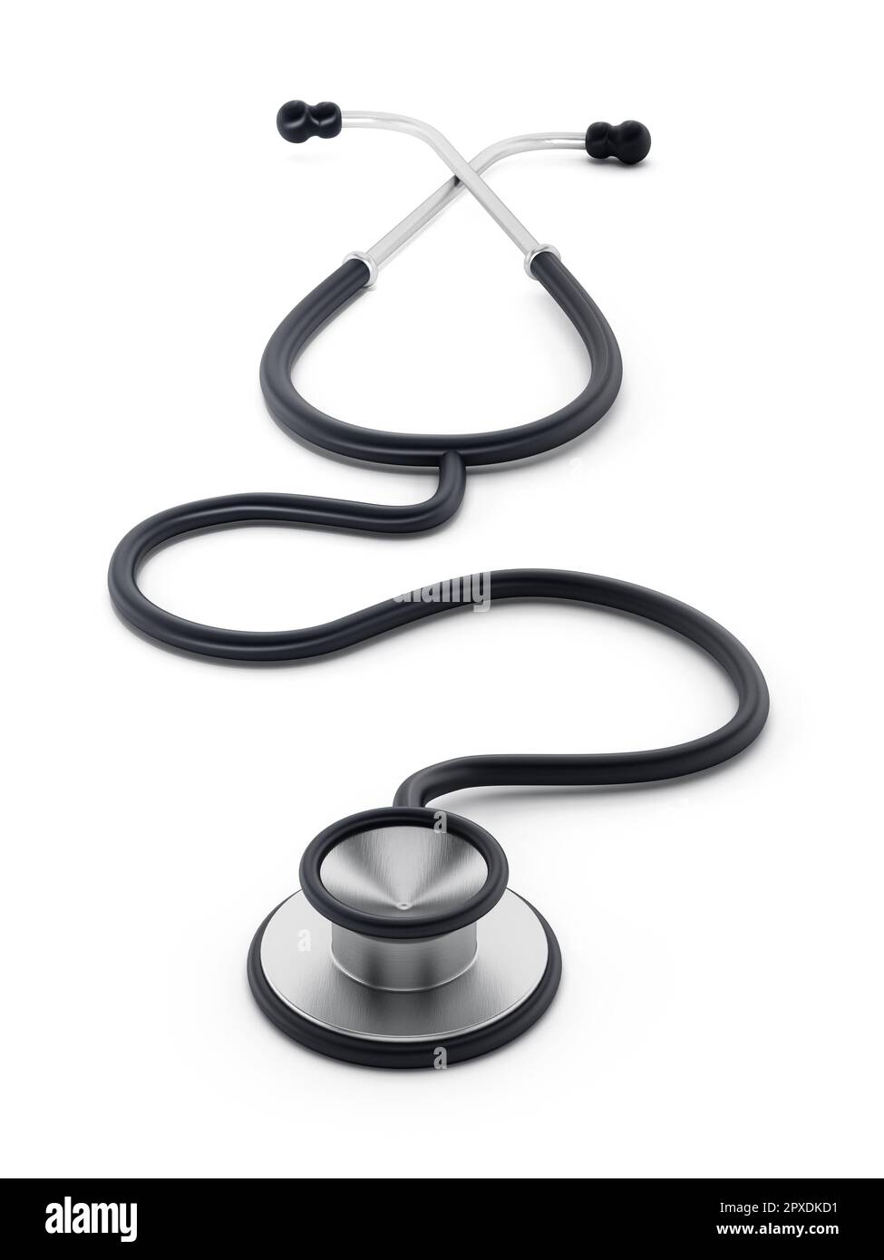 Stethoscope standing on white surface. 3D illustration Stock Photo - Alamy
