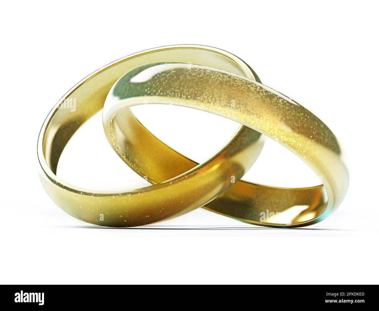 Attached wedding rings. 3D illustration Stock Photo - Alamy