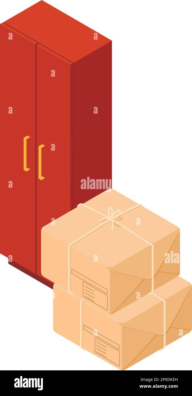 Wooden furniture icon isometric vector. New modern wooden locker and ...